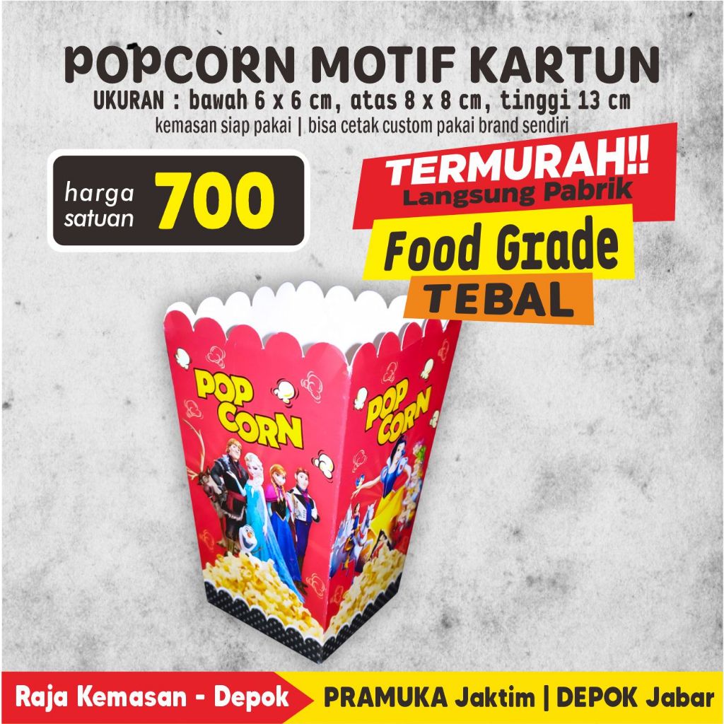 Jual Box Popcorn 8x8x13 cm Motif Kartun | Shopee Indonesia