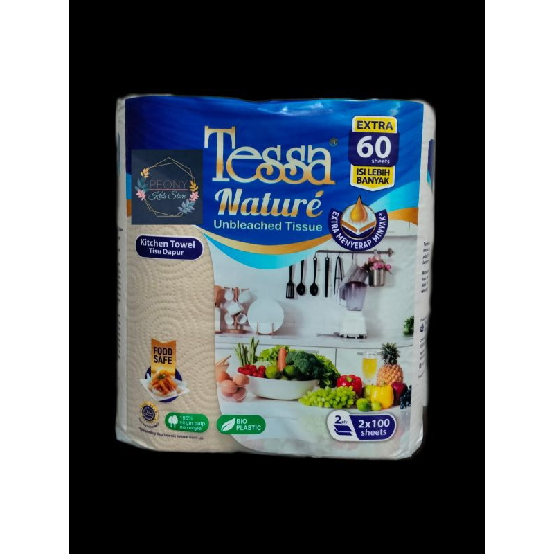 Jual 1 PCS Tissue Dapur TESSA Nature Cokelat unbleached kitchen towel 2 ...