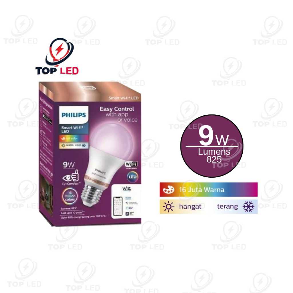 Jual Philips Lampu Smart WiFi LED 9W - Tunable Multicolor Wizz | Shopee ...