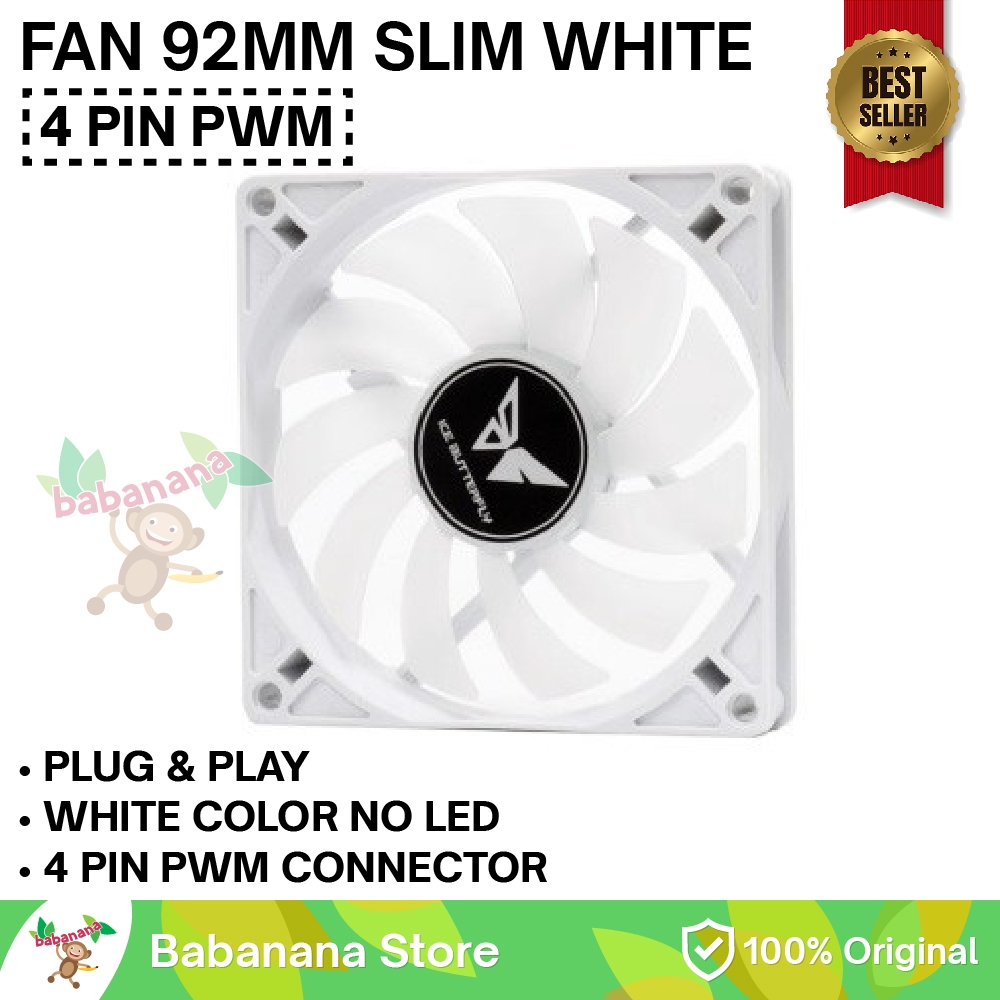 Jual Fan WHITE NO LED 90mm NO 9215 PWM 4 Pin Casing PC Kipas 9cm Gaming ...