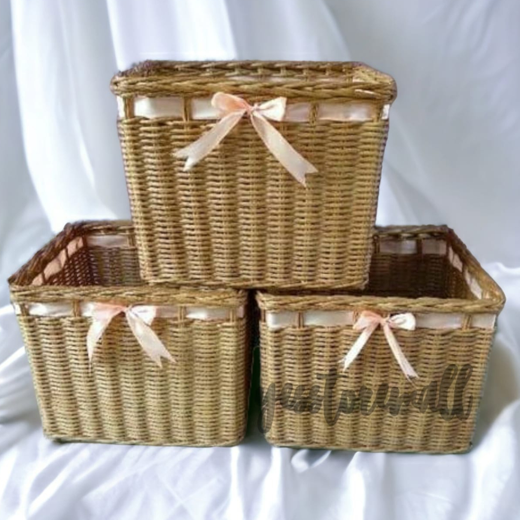 Jual Keranjang rotan persegi besar lubang vita penyimpanan barang wadah ...