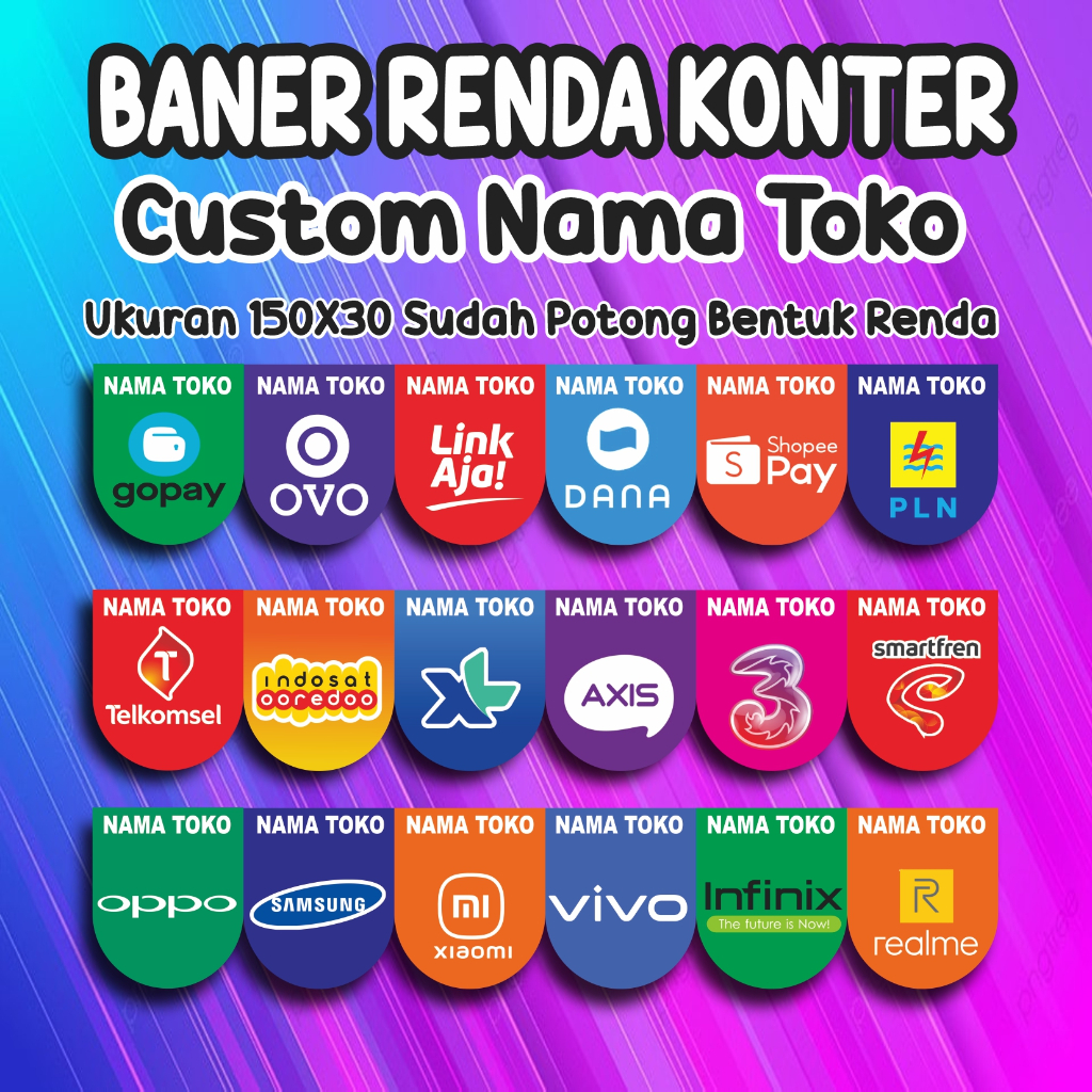Jual Baner Konter,Renda konter spanduk renda toko spanduk renda konter | Shopee Indonesia