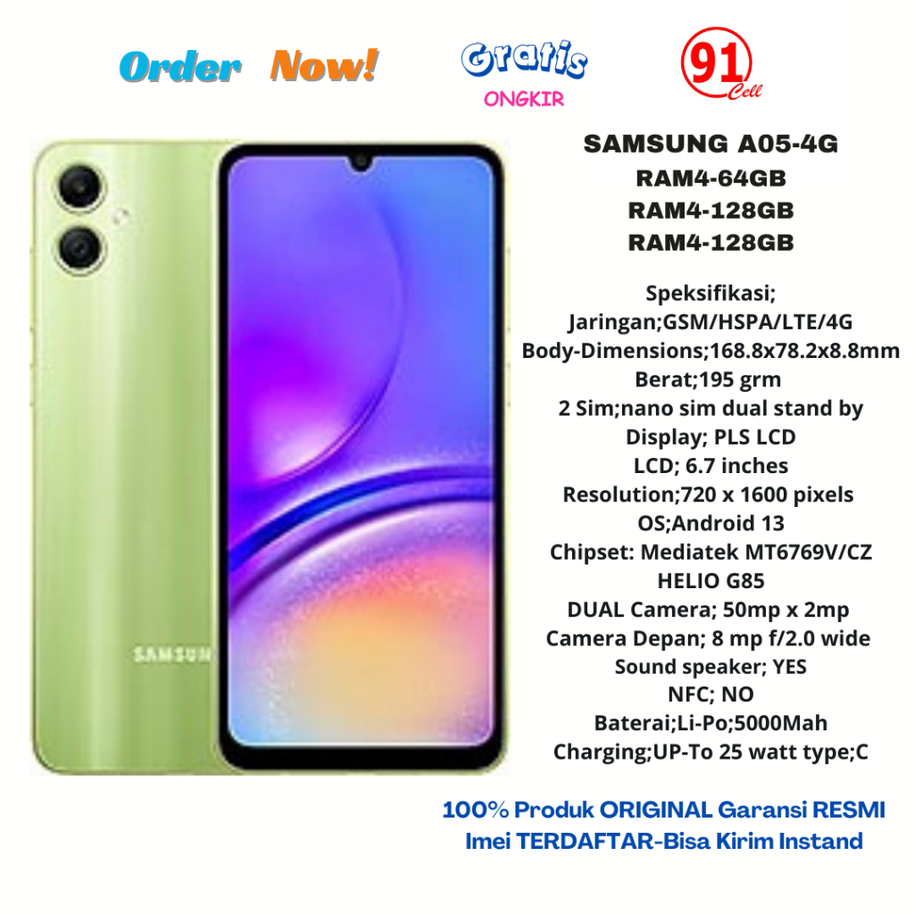 Jual Samsung Galaxy A05 (ram4/64gb) garansi resmi 1 tahun | Shopee ...