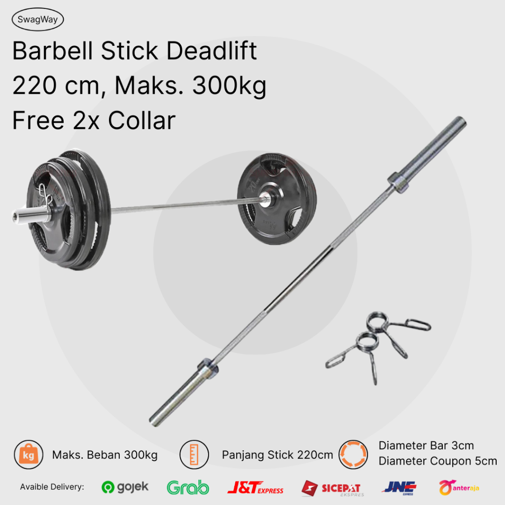 Jual Barbell Bar Deadlift Stick Set Stainless Steel 20 kg 220 cm Angkat ...