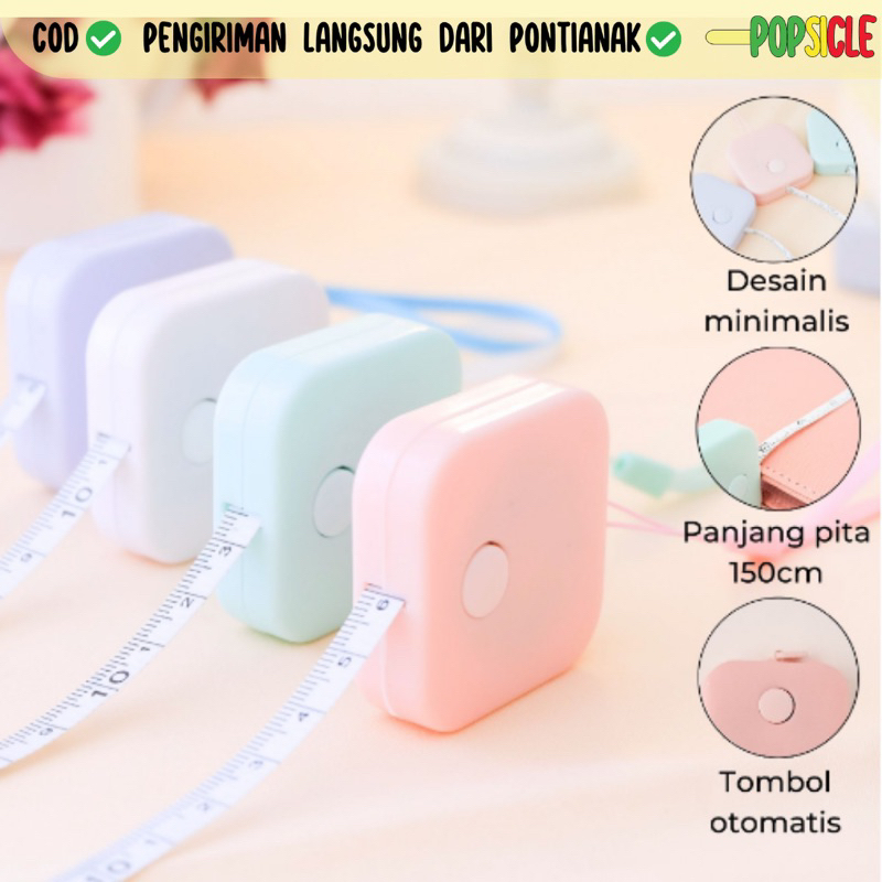 Jual Meteran Mini Flashee Aesthetic Pastel Meteran Lucu Gulung Pengukur ...