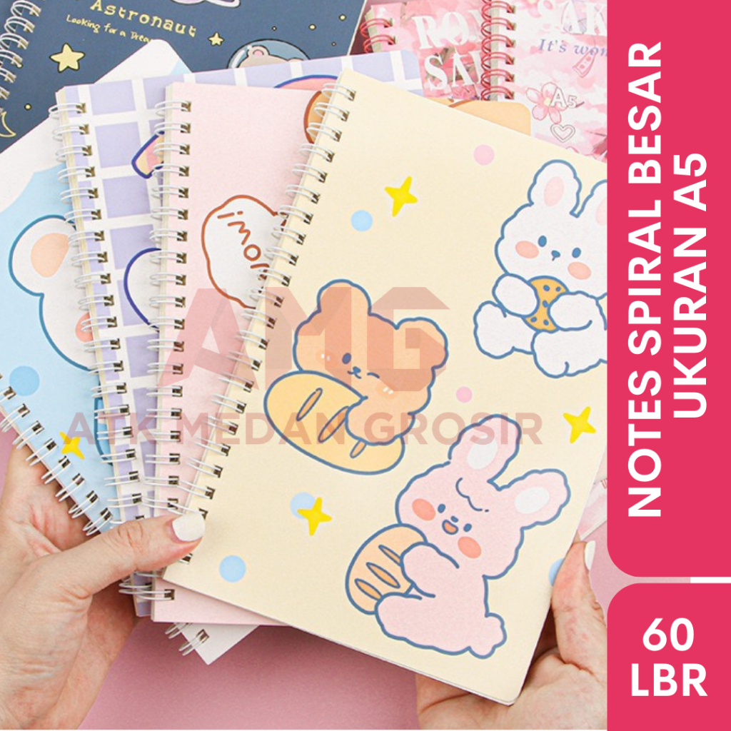 Jual NOTEBOOK BESAR A5 NOTES SPIRAL AESTHETIC 60 LEMBAR | Shopee Indonesia