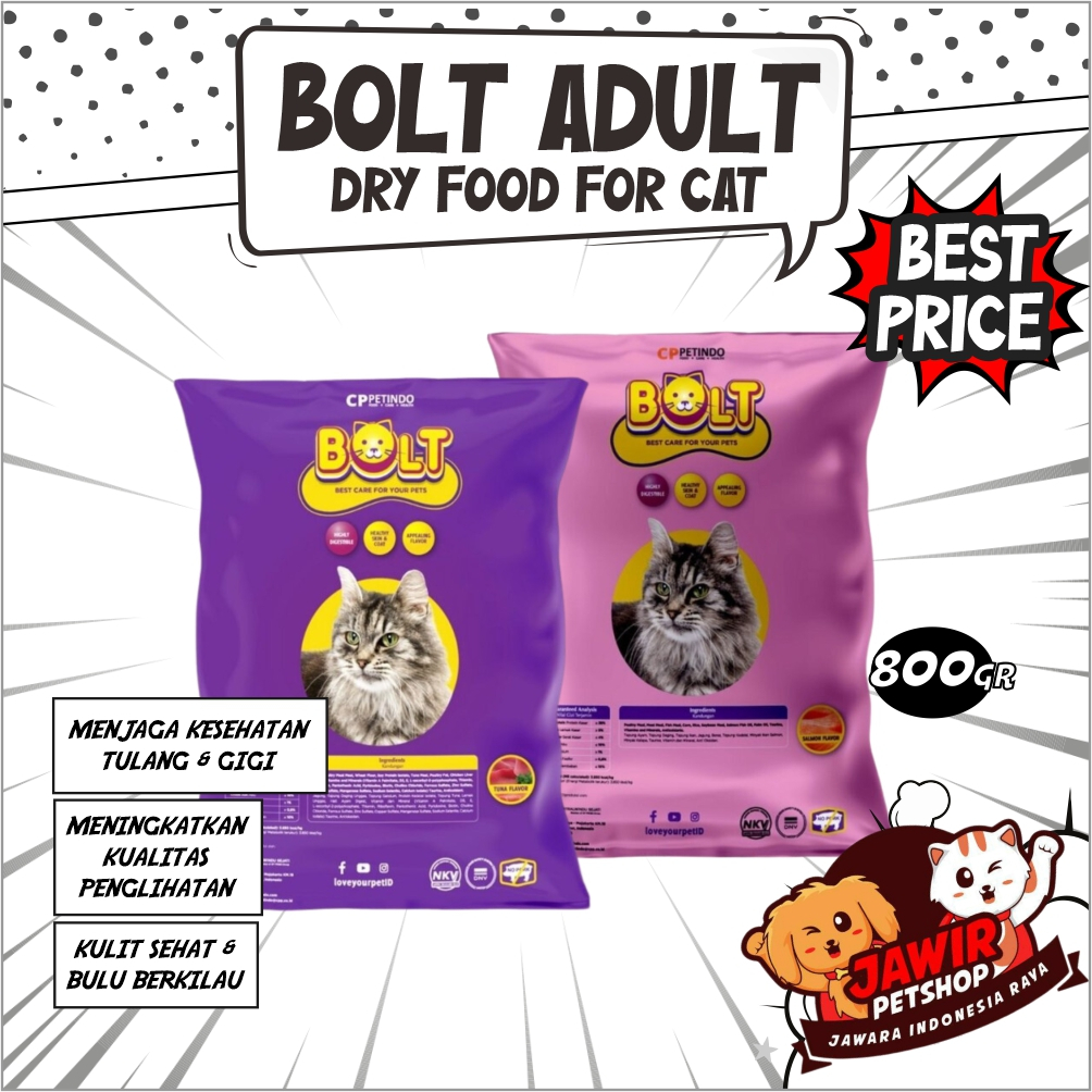 Jual BOLT IKAN TUNA SALMON cat food makanan kucing kering murah bold ...