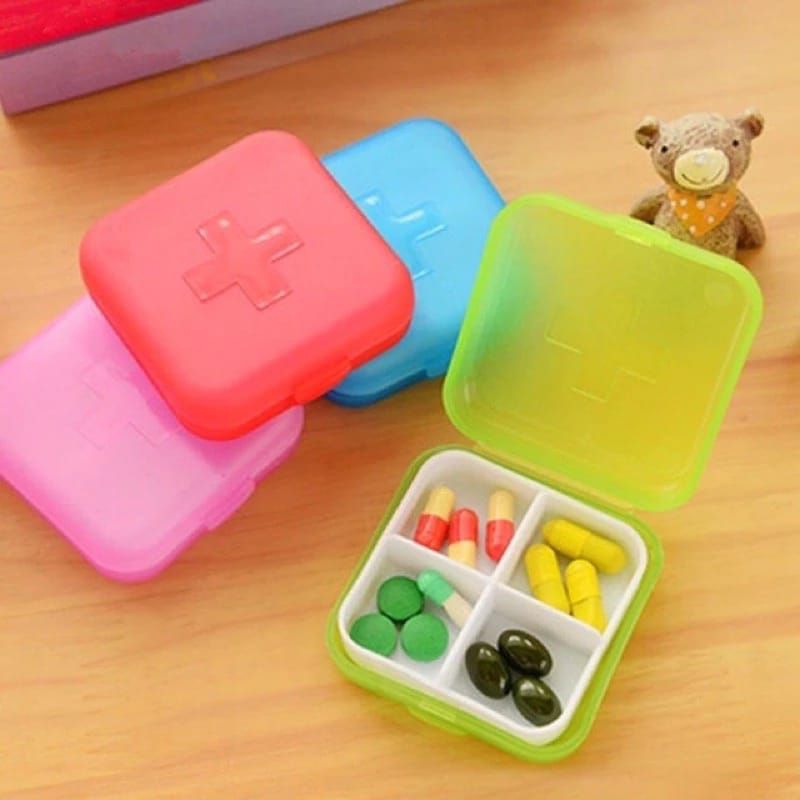 Jual Tempat Penyimpanan Obat Obatan Kotak Obat Pil Box Case 4 Sekat ...