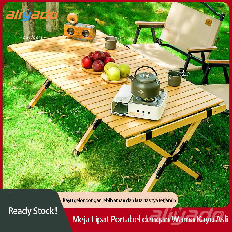 Jual ⚡Ready&diskon⚡ Meja Lipat Kayu Portable Camping Outdoor Meja kayu ...