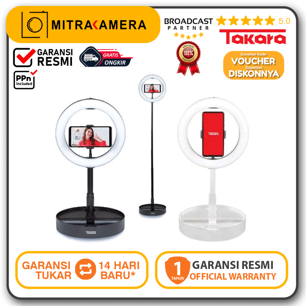 Jual TAKARA RINGO 110 Ring Light Vlogging Kit Dual Color Foldable ...
