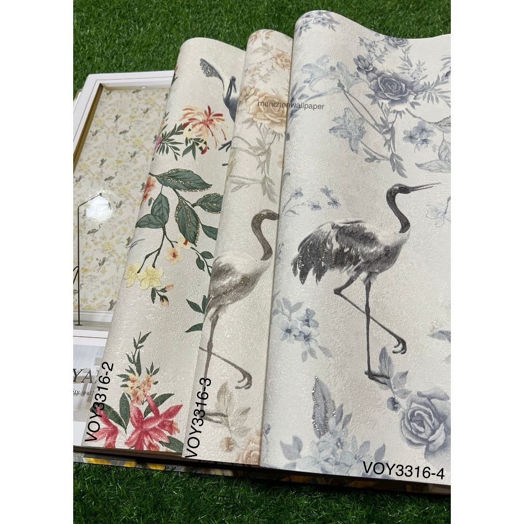 Jual Wallpaper Dinding Mawar Flamingo Putih Silver Abu Cream Gliter ...