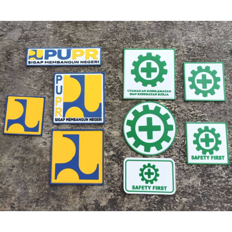 Jual Patch Rubber Emblem Logo k3 Safety First&Logo PUPR | Shopee Indonesia