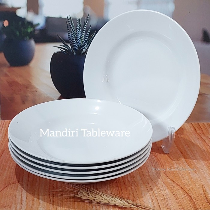 Jual (6 pc) Piring Makan Keramik Putih Polos Ukuran 22,5cm - Piring ...