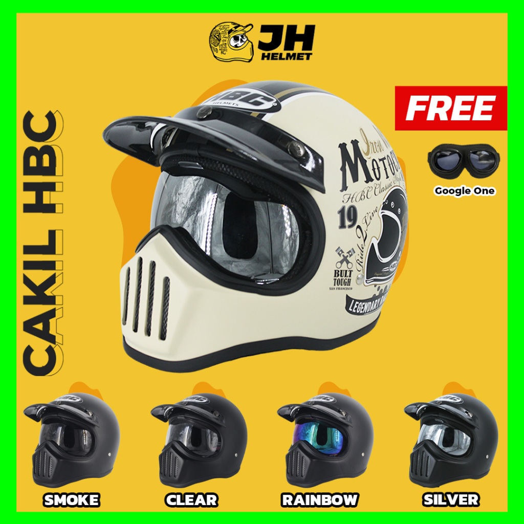 Jual Helm Cakil HBC Just Ride Krem | Helm Retro | Full Face | Jual Helm ...