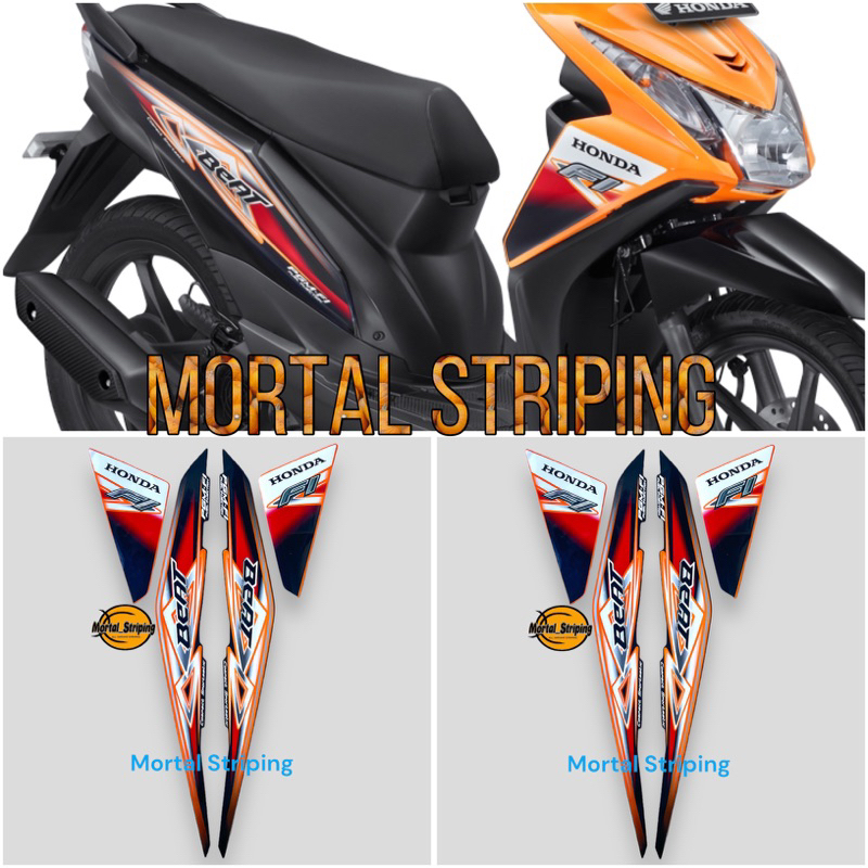 Jual STIKER STRIPING LIS BODY BEAT FI TAHUN 2013 ORANGE HITAM STANDAR ...