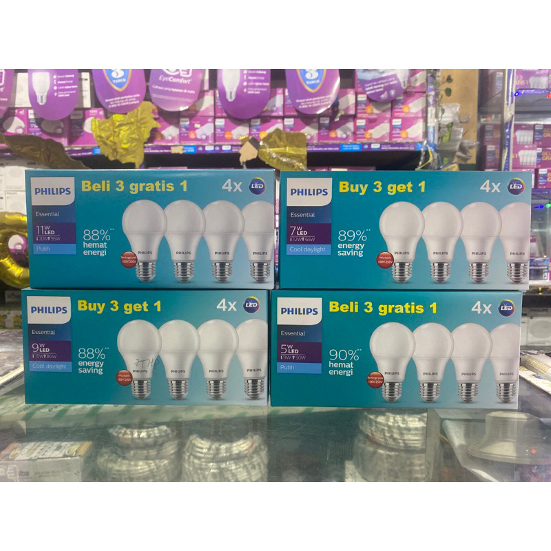 Jual PHILIPS LED ESSENTIAL PAKET 5W 7W 9W 11W PUTIH ( 5 7 9 11 ...