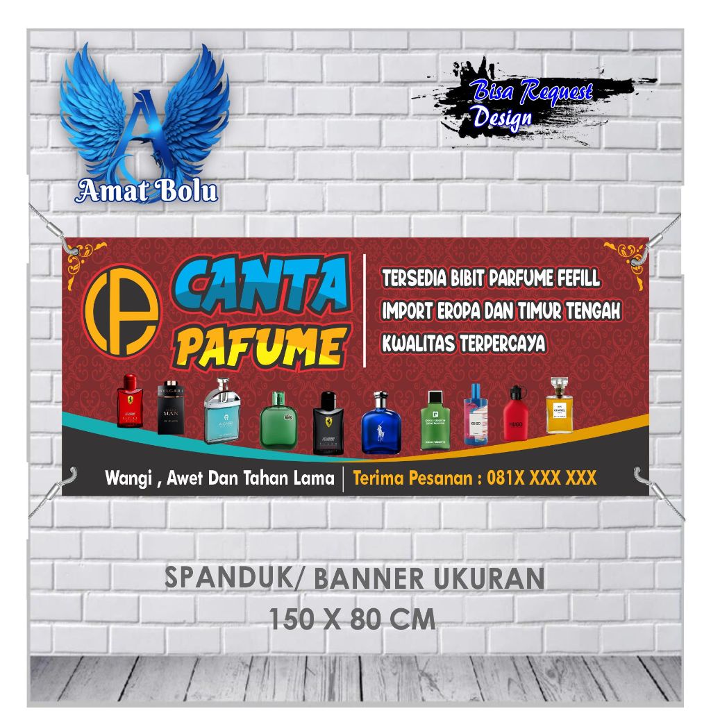 Jual BANNER MMT SPANDUK CINTA PARFUM UKURAN 150X80 BISA REQUEST ...