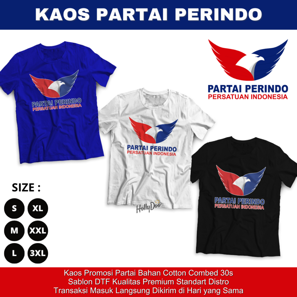 Jual Kaos Logo Partai Perindo Baju Kampanye Pemilu Persatuan Indonesia ...