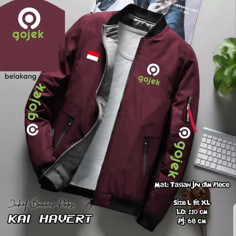 Jual Jaket ojol Online Gojek / Bahan model bomber Bahan tebal 2Lapisan ...