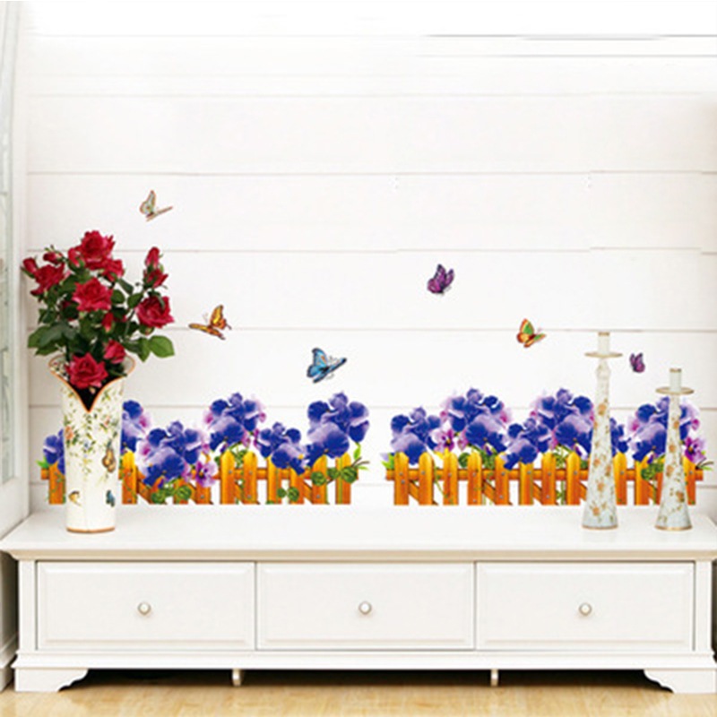 Jual Reliza Wall Sticker Big Purple Flowers Fence Rumput Pagar Bunga ...