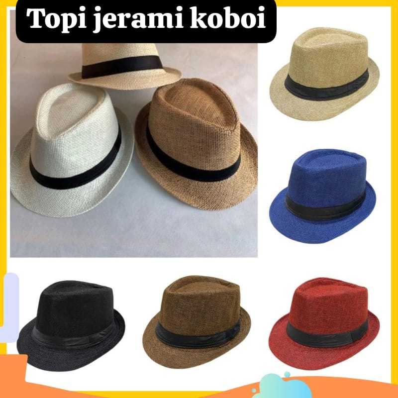 Jual Topi jerami koboi topi pantai topi anti uv topi korea topi lipat ...