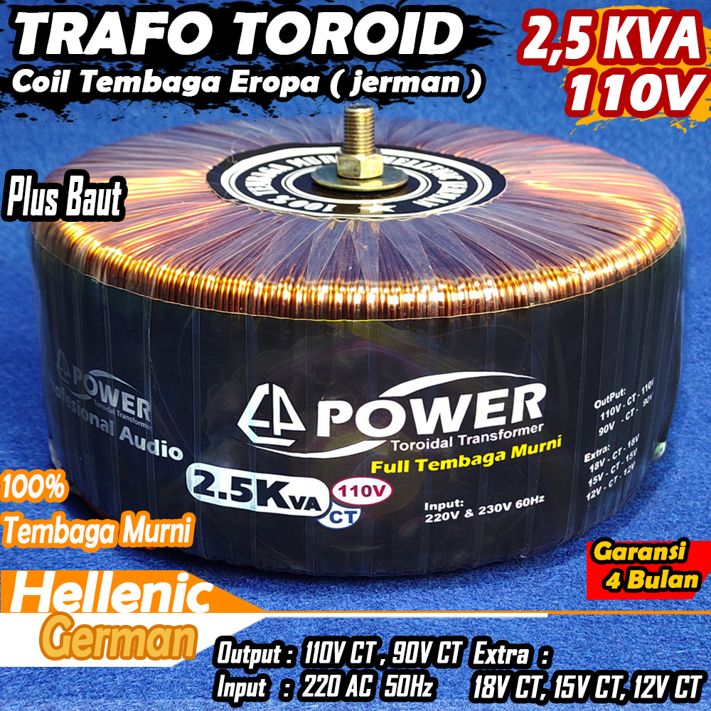 Jual Trafo Toroid | Trafo Donat 2.5 KVA CT 110V - 90V Extra CT 18V, 15V ...