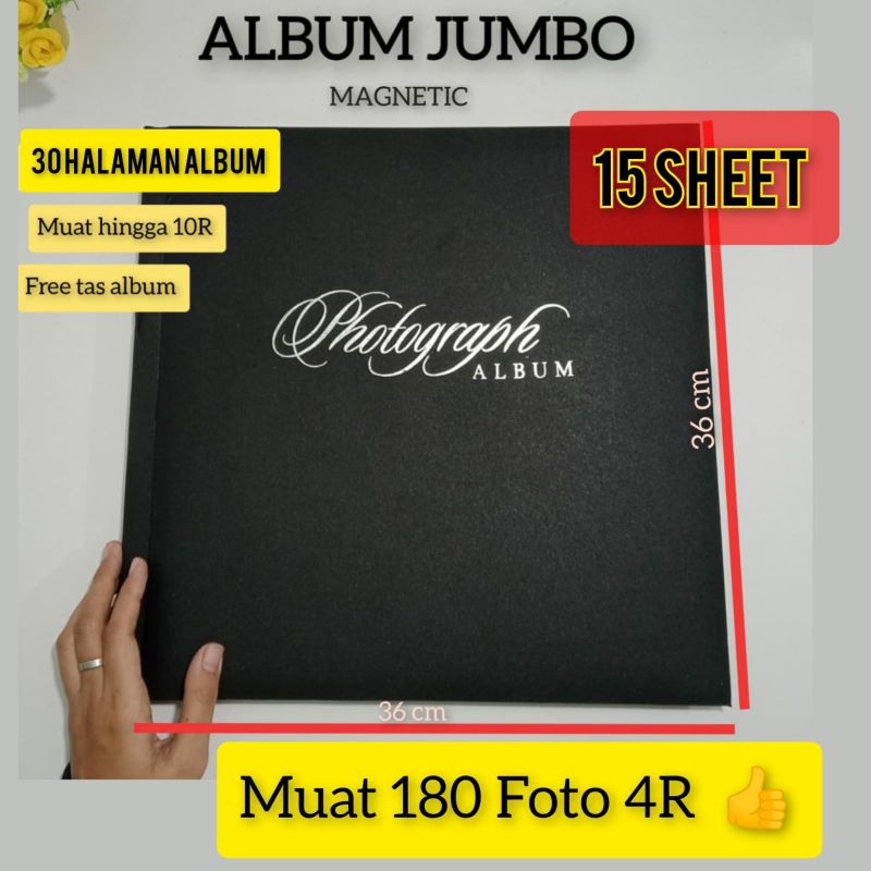 Jual PHOTOGRAPH ALBUM FOTO JUMBO 15 SHEET BLACK 180 Foto 4R | Shopee ...