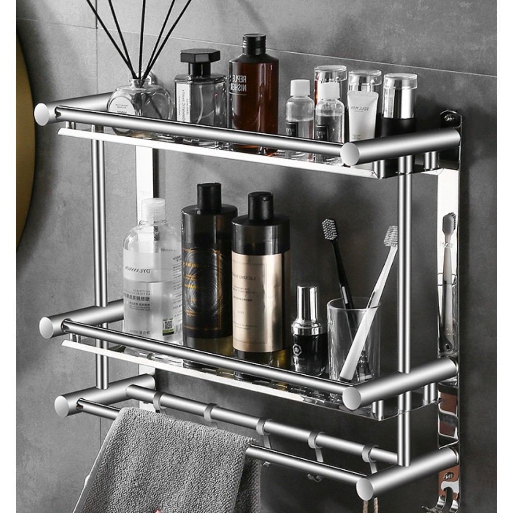 Jual SUS 304 Kamar Mandi Rak Handuk Gantungan Dinding Stainless Steel 2 ...