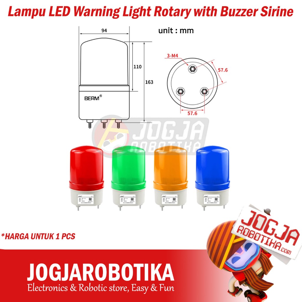 Jual Lampu LED Warning Light Rotary with Buzzer Sirine BEM-1101J 12VDC ...