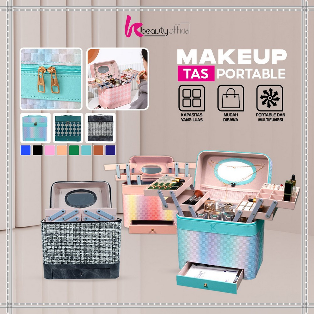 Jual KB-K157 Beauty Case Makeup Box Motif dengan Laci dan Tempat Cincin ...