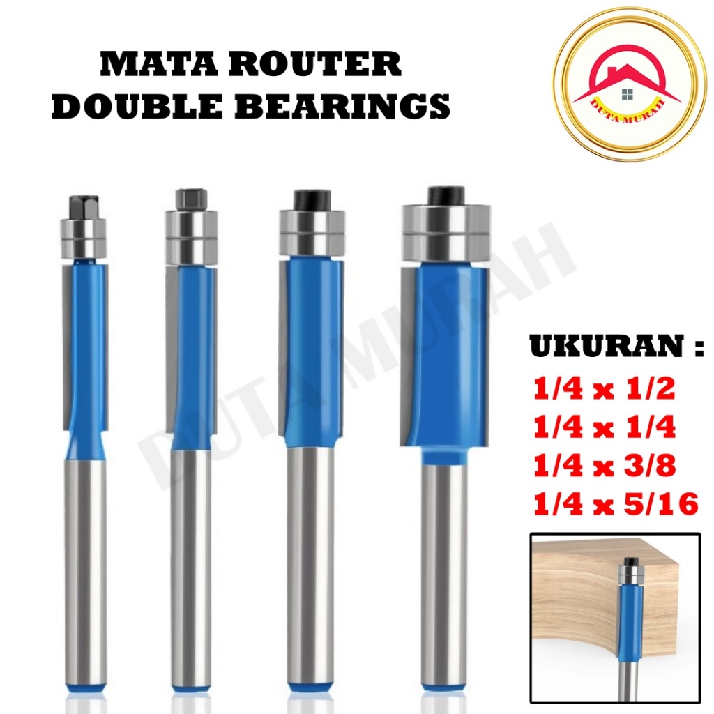Jual Mata Router Double Bearing Bit 6MM / 8MM / 9MM x 1/4" 1/2 1/4 3/8 ...
