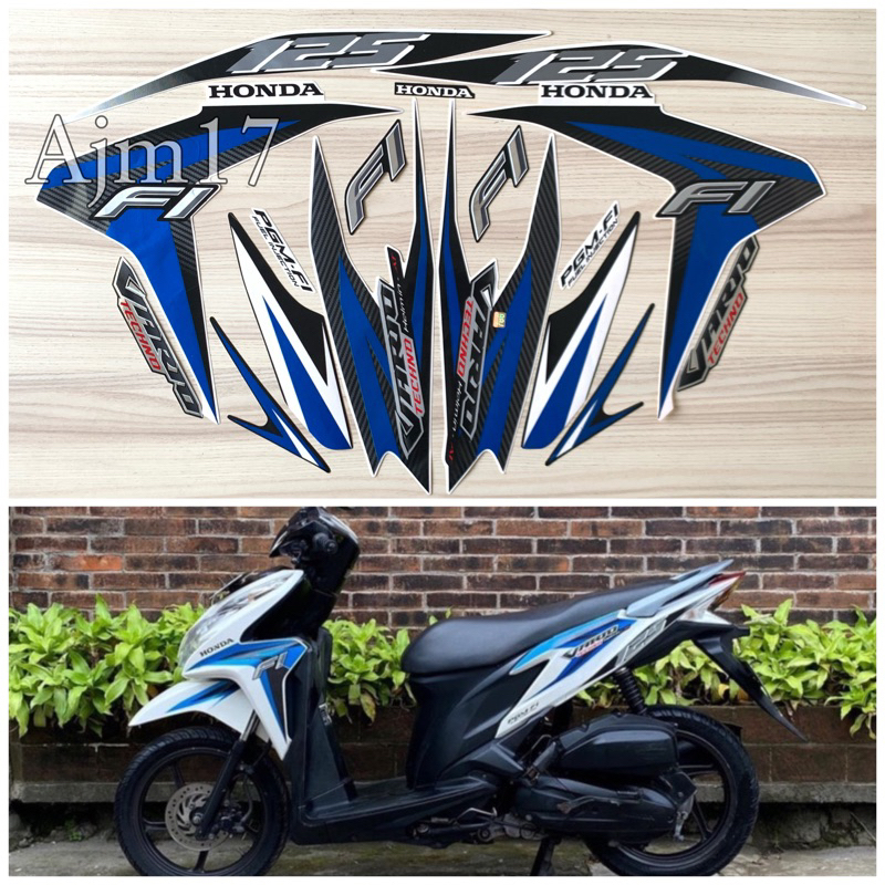 Jual STIKER STRIPING VARIO TECHNO 2012 PUTIH BIRU | Shopee Indonesia