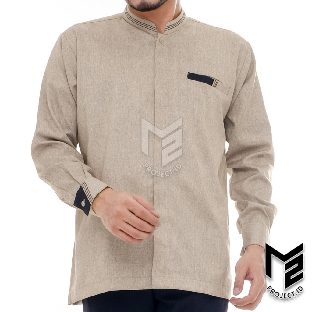 Jual Baju Koko Pria Dewasa Katun Madinah Polos Lengan Panjang Manset ...