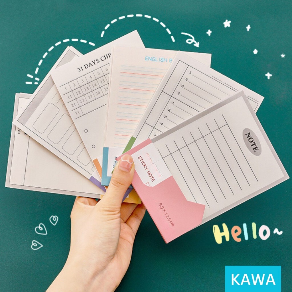 Jual KAWA Sticky Note Lucu Isi 50 Lembar Memo Daily Use Planner ...