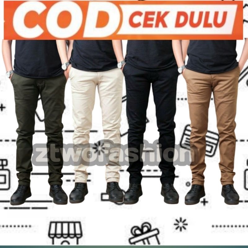 Jual CELANA CHINO Panjang pria Slimfit KERJA HARIAN Santai Distro Casual Formal Army Hitam Abu ...