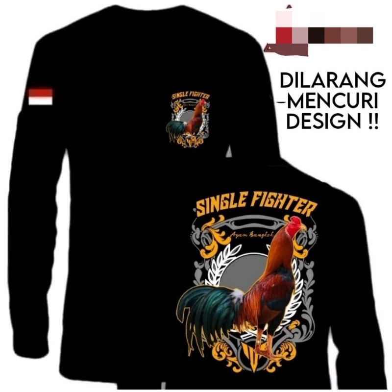 Jual KAOS PANJANG SINGLE FIGHTER AYAM BANGKOK NEW SABLON DTF | Shopee ...