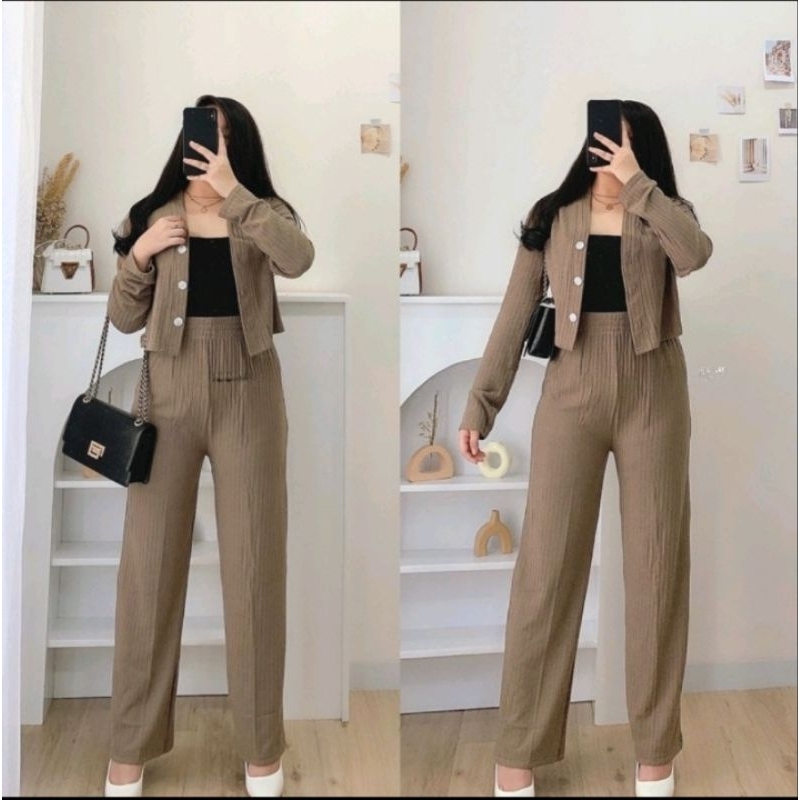 Jual SETELAN OUTER BASIC KNITE BASIC KEKINIAN | Shopee Indonesia