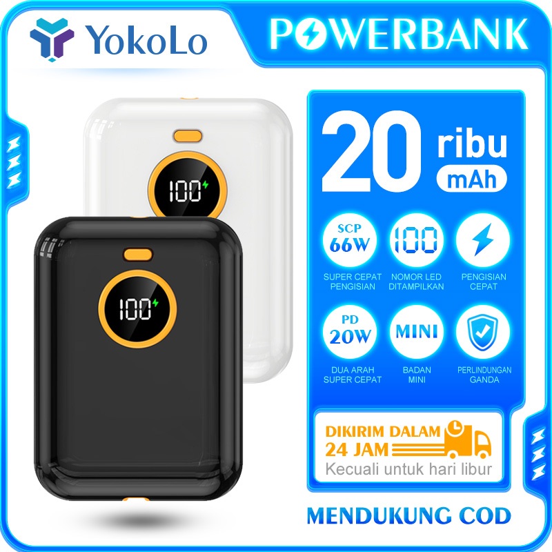 Jual Original asli power bank 20000mah Hitam/Putih 66w + PD20w Tampilan ...