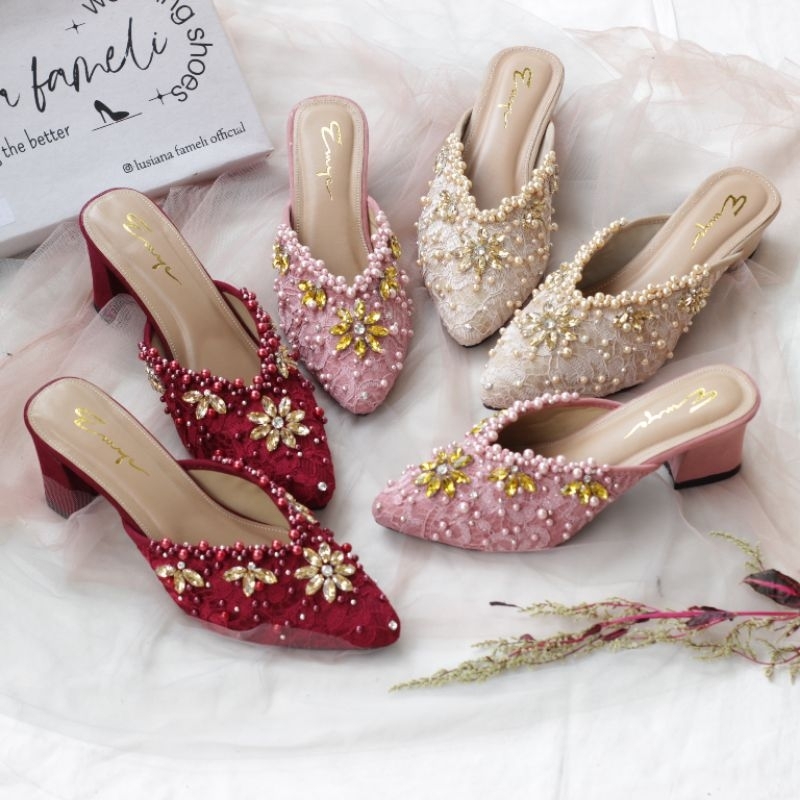 Jual LEE_YUJIN I heels Sepatu payet pengantin wanita wedding shoes ...