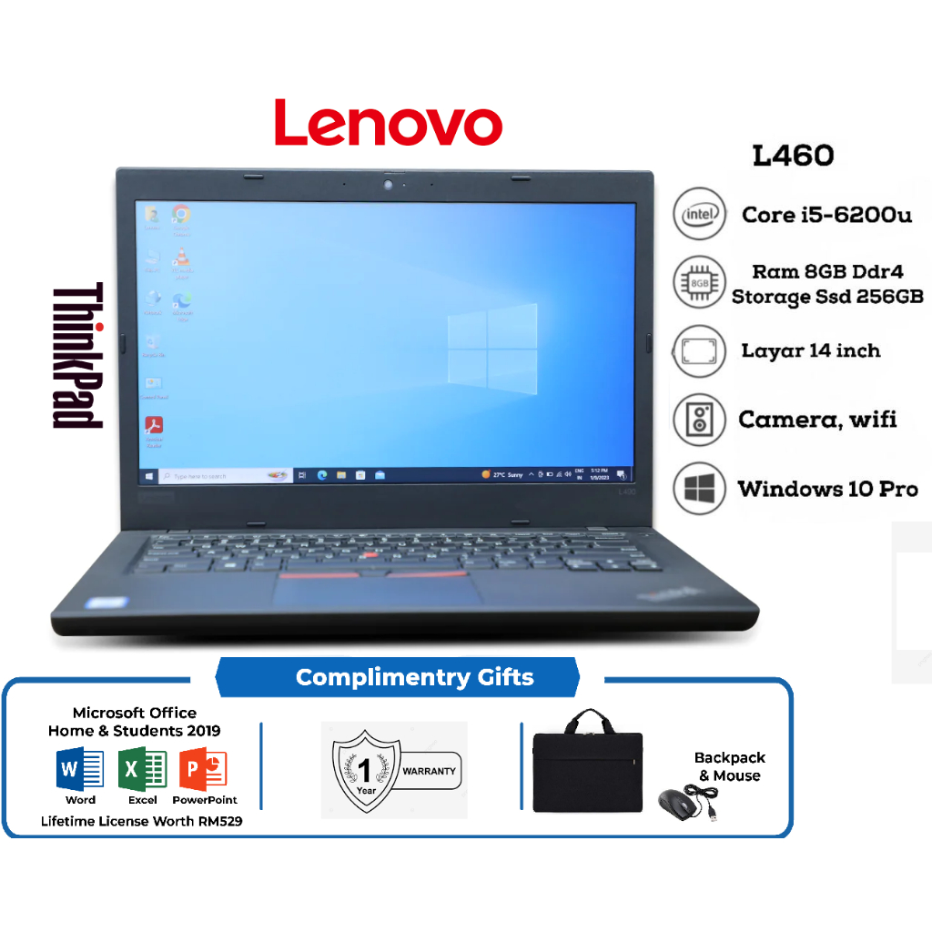 Jual Lenovo Thinkpad L460 i5 GEN 6 RAM DISPLAY 14"INCH BERGARANSI1TAHUN ...