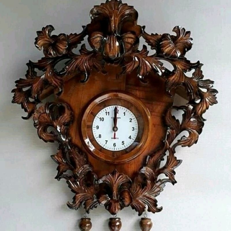 Jual jam dinding antik model ukir dari kayu jati | Shopee Indonesia