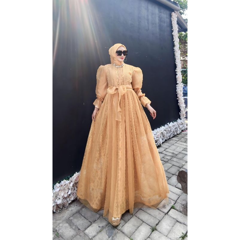 Jual Gaun Pesta Wanita Lesti Medina Full Brokat Organza Baju Kondangan ...