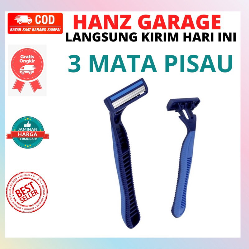 Jual Alat Cukur Kumis jenggot manual Tajam 3 mata silet Blade Bilah baris pisau Biru cowok Pria ...