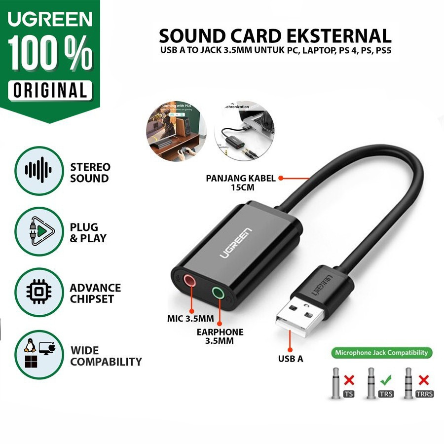 Jual UGREEN USB 2.0 Sound Card Audio External 3.5mm 30724 | Shopee ...