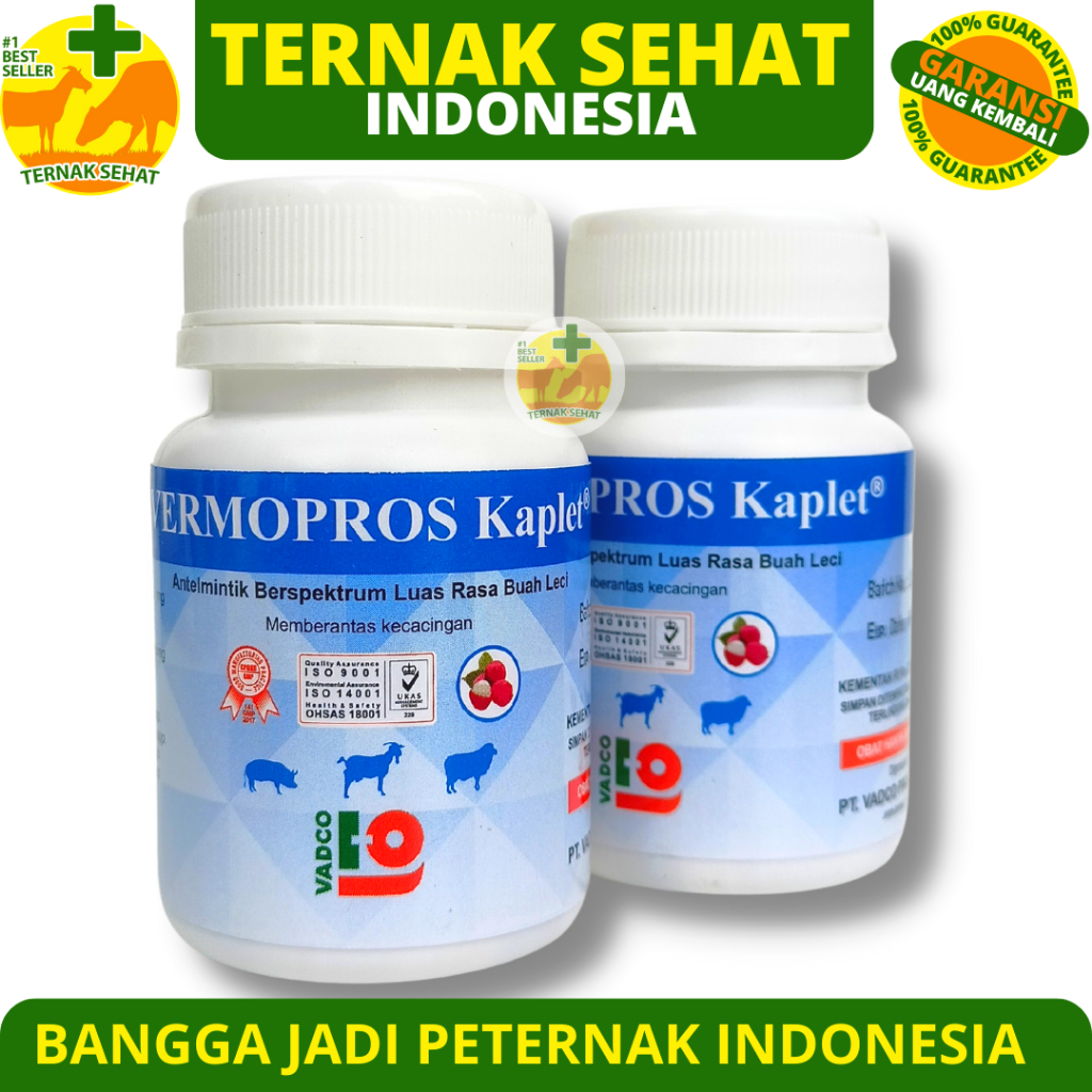Jual VERMOPROS KAPLET (Isi 50 Kaplet) - Obat Cacing Kambing Domba Babi ...