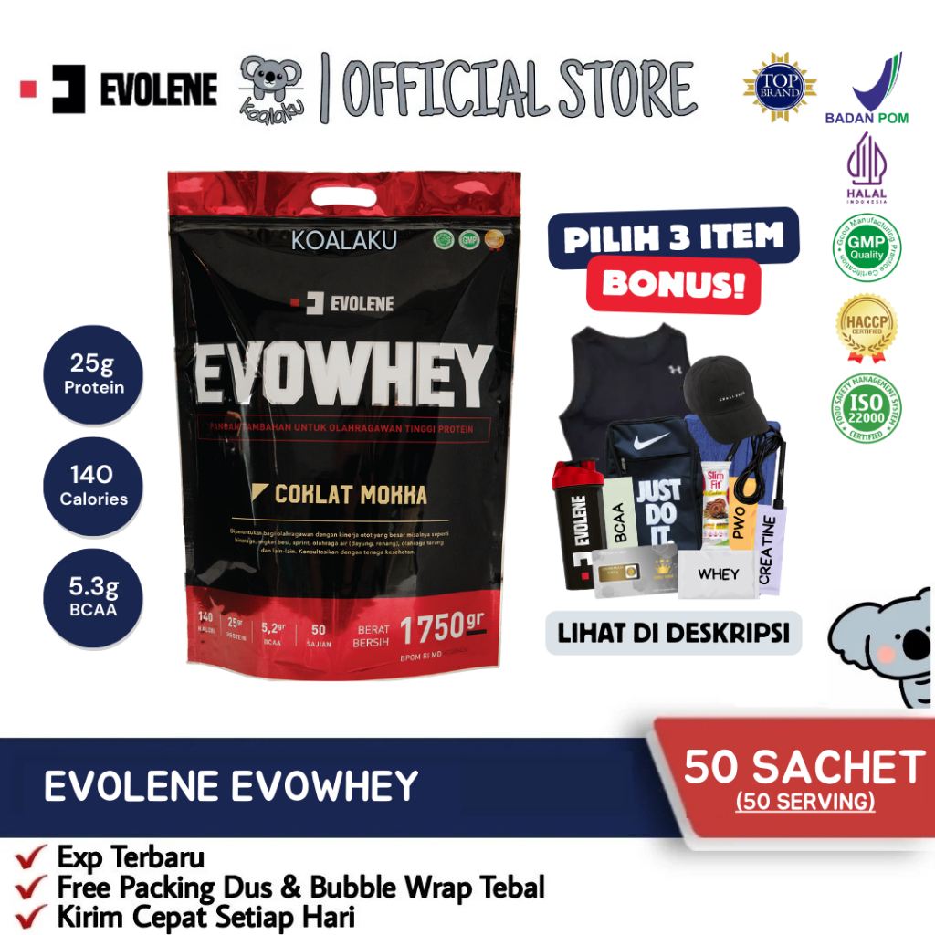 Jual Evolene Evowhey Evo Whey 50 serving 50 sachet 1.75 kg Susu Whey ...