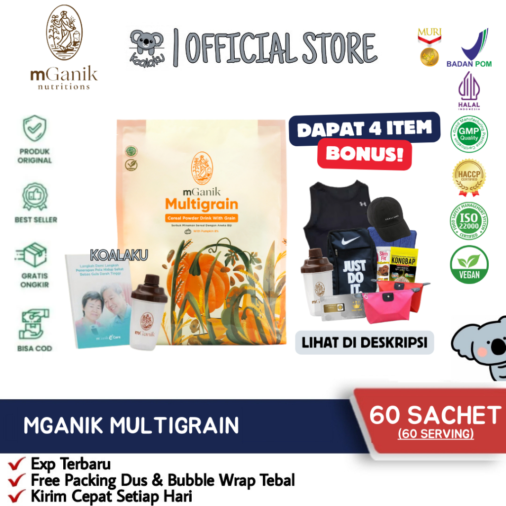Jual Mganik Multigrain 60 sachet Paket 1 Bulan Original Superfood ...