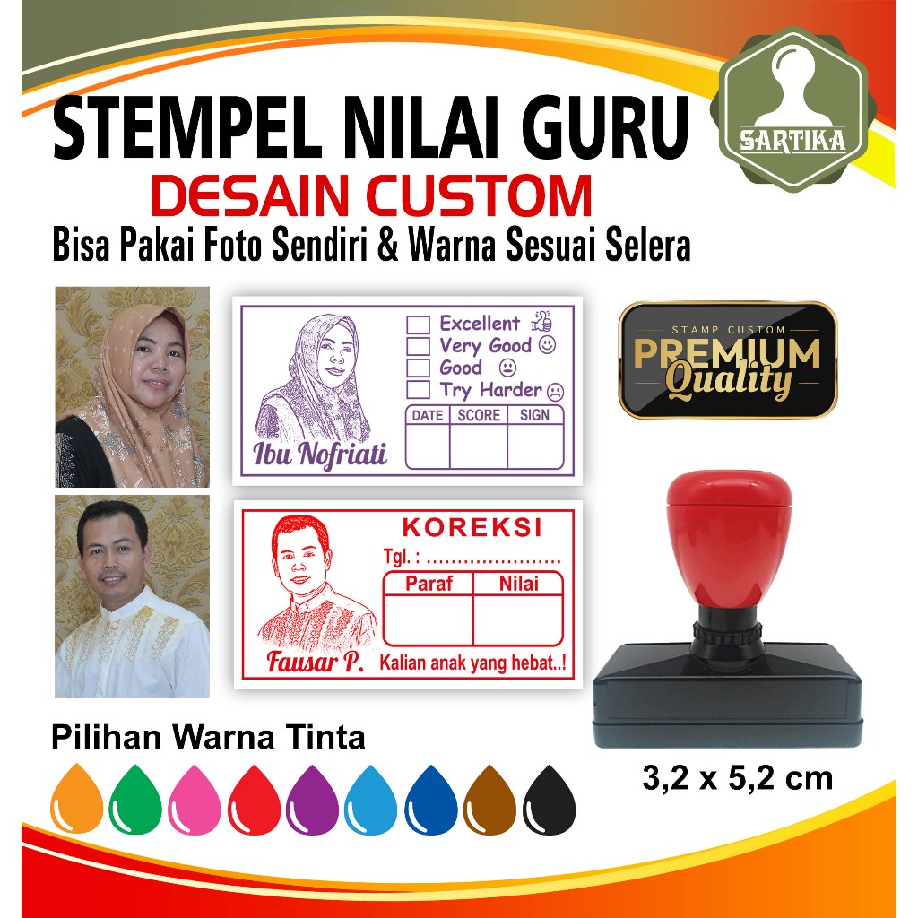 Jual STEMPEL CUSTOM / STEMPEL NILAI GURU PAKAI FOTO UKURAN 32x52 mm ...
