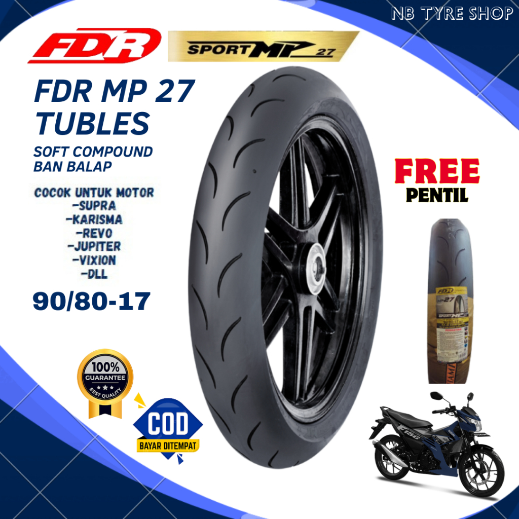 Jual Ban Tubles FDR Sport MP 27 ( 90/80-17 ) Tubeless Motor Ring 17 ...