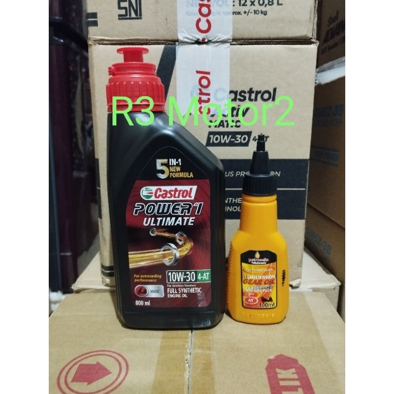 Jual PAKET OLI CASTROL POWER1 ULTIMATE MATIC 0.8L 10W/30 FULL SYNTHETIC ...